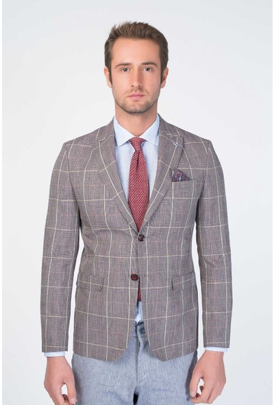 Centone Ceket Ekose Slim Fit 6 Drop 20-0013 Bordo 50 Centone Ceket Ekose Slim Fit 6 Drop 20-0013 Bordo 50