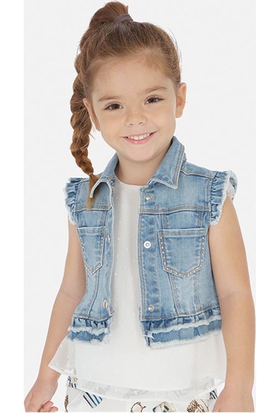 Mayoral Kız Çocuk Yakalı Denim Yelek Mayoral Kız Çocuk Yakalı Denim Yelek