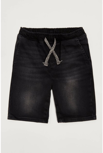 DeFacto Erkek Çocuk Beli Bağcıklı Jean Bermuda Şort M9584A620SM