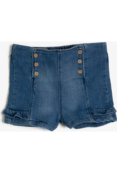 Koton Kız Bebek Düğme Detaylı Jean Şort Koton Kız Bebek Düğme Detaylı Jean Şort