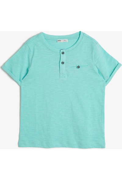 Koton Pamuklu Düğmeli Yaka Düğmeli Cepli Kısa Kollu Tişört