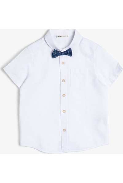 Koton Cepli Papyonlu Kısa Kollu Klasik Yaka Gömlek