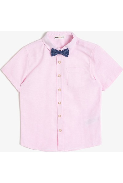 Koton Cepli Papyonlu Kısa Kollu Klasik Yaka Gömlek