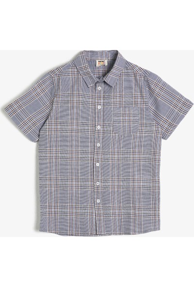 Koton Erkek Çocuk Ekose Desenli Tek Cepli Kısa Kollu Klasik Yaka Gömlek