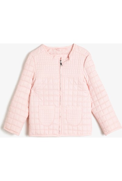 Koton Kapitone Önden Fermuarlı Suni Deri Mont