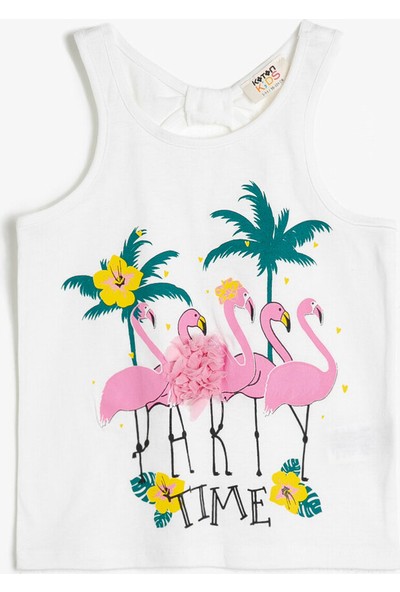 Koton Pamuklu Yumuşak Baskılı Tül Aplikeli Kalın Askılı Atlet Koton Pamuklu Yumuşak Baskılı Tül Aplikeli Kalın Askılı Atlet