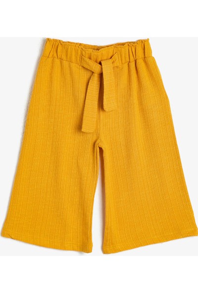 Koton Capri Boy Beli Lastikli ve Bağlamalı Bol Dökümlü Pantolon