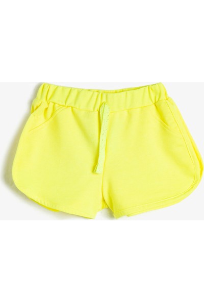 Koton Yırtmaçlı Süs Cepli Simli Kordon Detaylı Normal Bel Kısa Şort