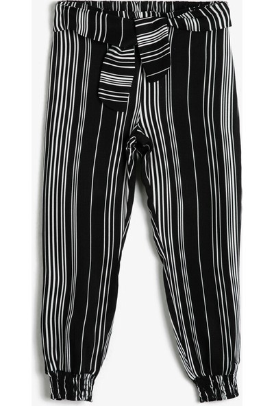 Koton Kız Çocuk Çizgili Beli Lastikli Bağlamalı Bol Harem Pantolon