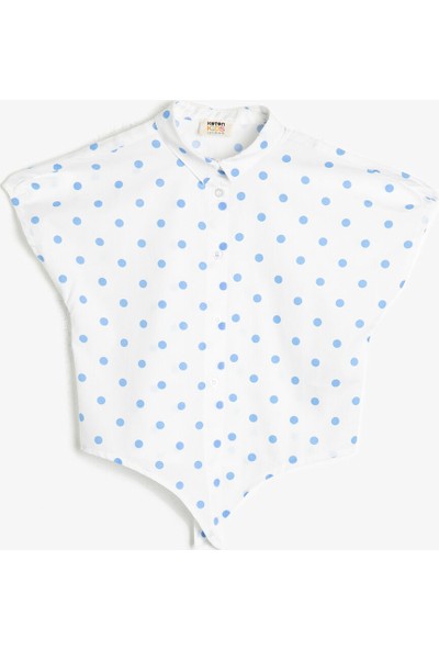 Koton Kız Çocuk Puantiyeli Poplin Kumaştan Belden Bağlamalı Kısa Kollu Gömlek