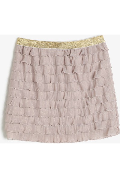 Koton Kız Çocuk Kat Kat Fırfırlı Beli Simli Lastikli Orta Boy Etek