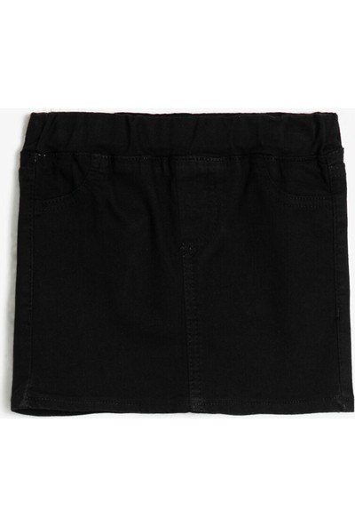 Koton Kız Çocuk İnce Esnek Kumaştan Önde Süs Ceplı Beli Lastikli Diz Üstü Etek