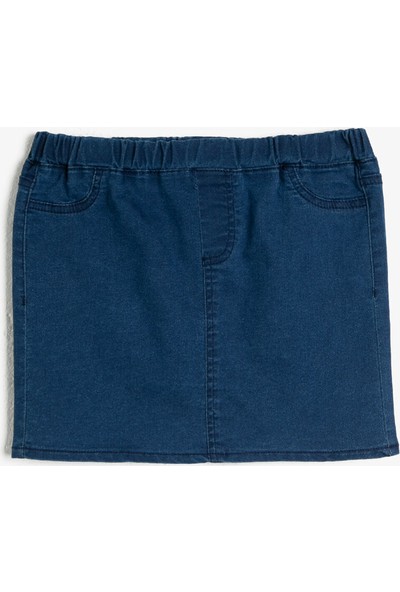 Koton Kız Çocuk İnce Esnek Kumaştan Önde Süs Ceplı Beli Lastikli Diz Üstü Etek