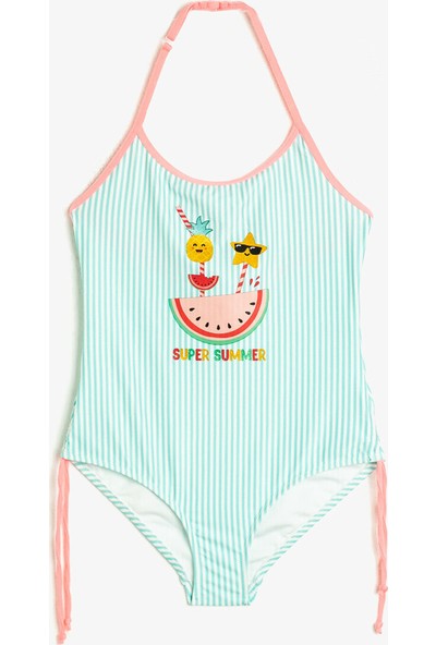 Koton Kids Kız Çocuk Islemeli Mayo