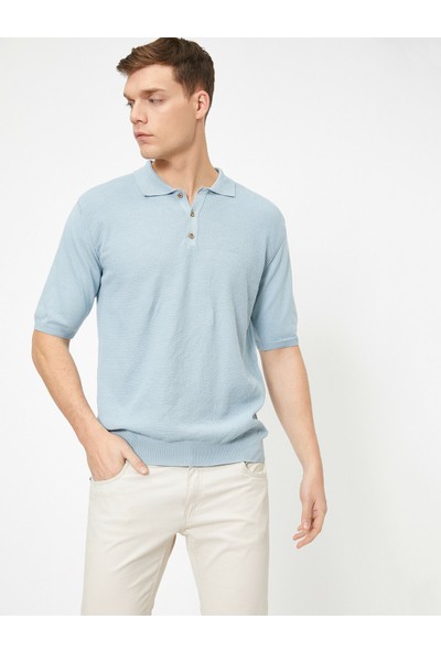 Koton Polo Yaka Dokulu Kumaş Slim Fit Triko Kazak Koton Polo Yaka Dokulu Kumaş Slim Fit Triko Kazak