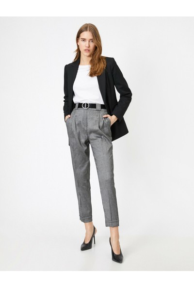 Koton Kadın Kemer Detaylı Doğal Dokulu Pantolon Koton Kadın Kemer Detaylı Doğal Dokulu Pantolon