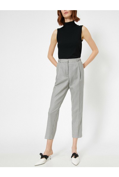 Koton Kadın Ekoseli Havuç Pantolon