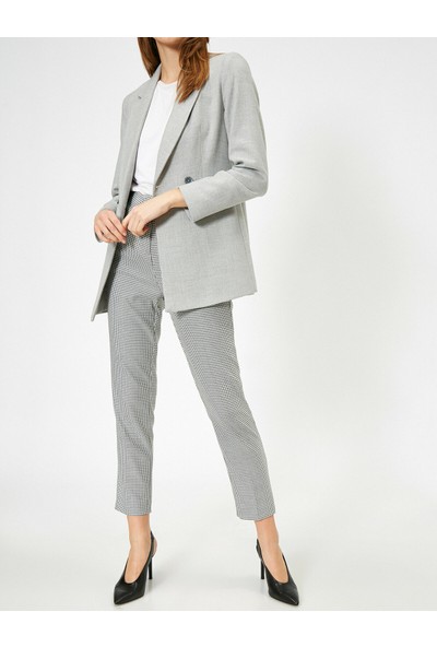 Koton Kadın Ekose Desenli Arka Beli Lastikli Pantolon