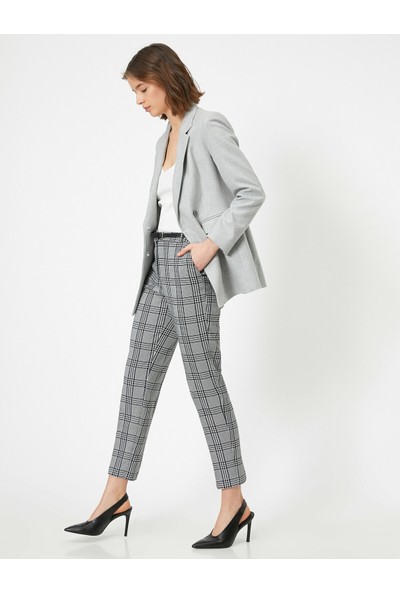 Koton Kemer Detaylı Ekoseli Pantolon