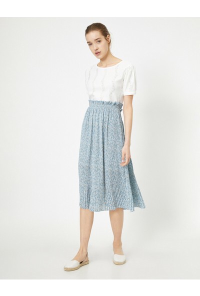 Koton Çiçek Desenli Midi Etek