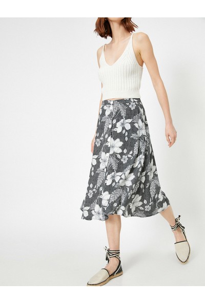 Koton Kadın Desenli Midi Etek