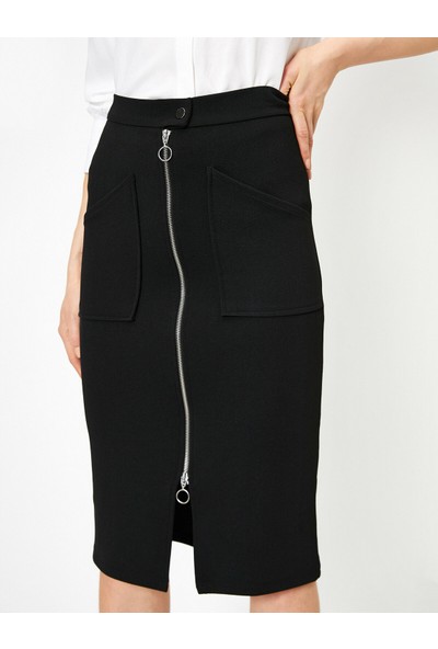 Koton Kadın Fermuar ve Yırtmaç Detaylı Kalem Etek Koton Kadın Fermuar ve Yırtmaç Detaylı Kalem Etek