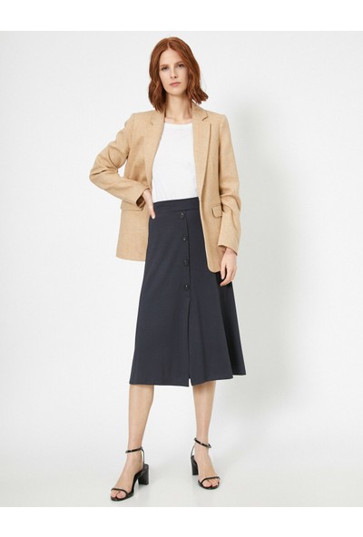 Koton Kadın Detay Yırtmaçlı Antrasit Etek