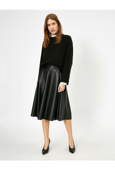 Koton Kadın Suni Deri Midi Çan Etek