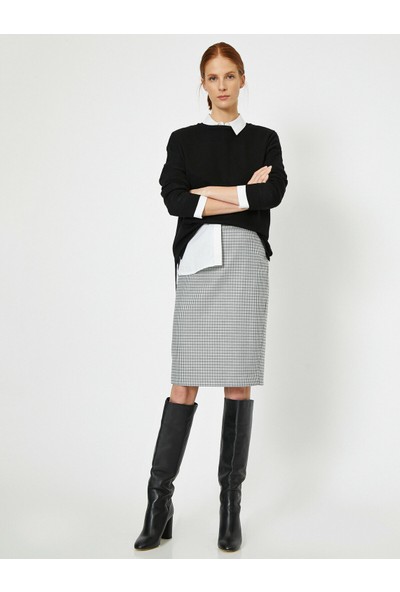 Koton Kadın Kareli Kalem Etek