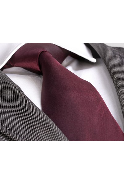 Exve Exclusive Şarap rengii Bordo Saten Kravat Exve Exclusive Şarap rengii Bordo Saten Kravat