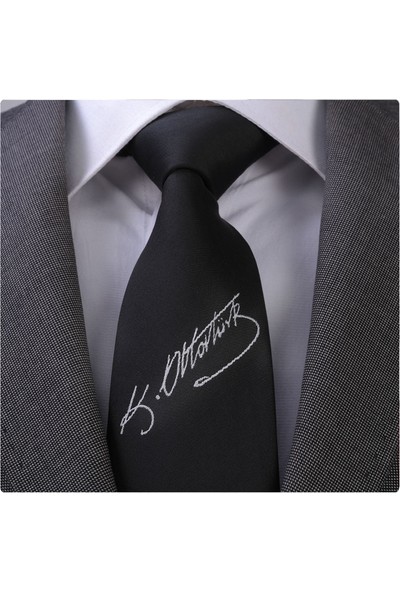 Exve Exclusive Atatürk İmzalı Siyah Kravat