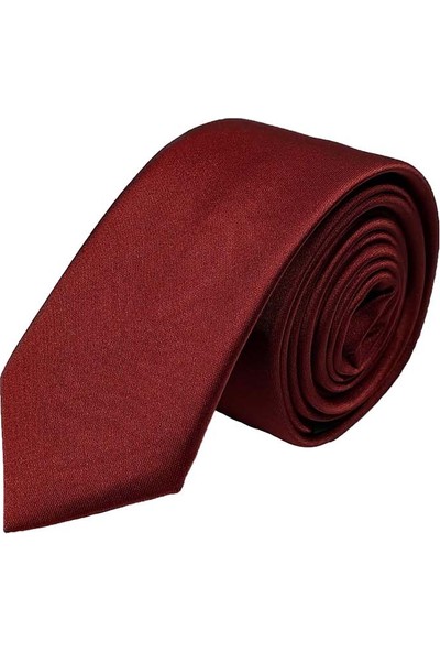 Gutiero Bordo Düz Saten Slim Kravat