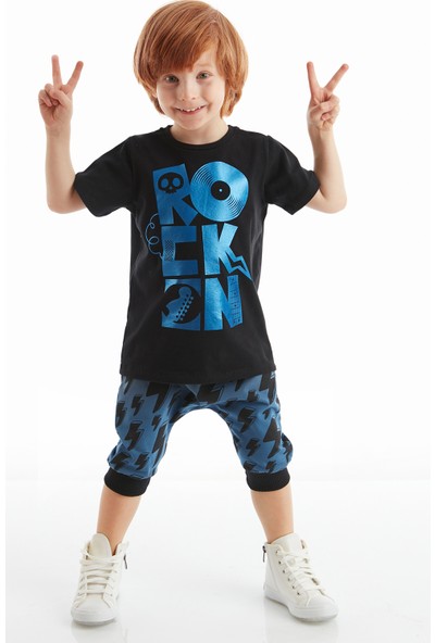 Denokids Rock On Erkek Çocuk Şort Takım