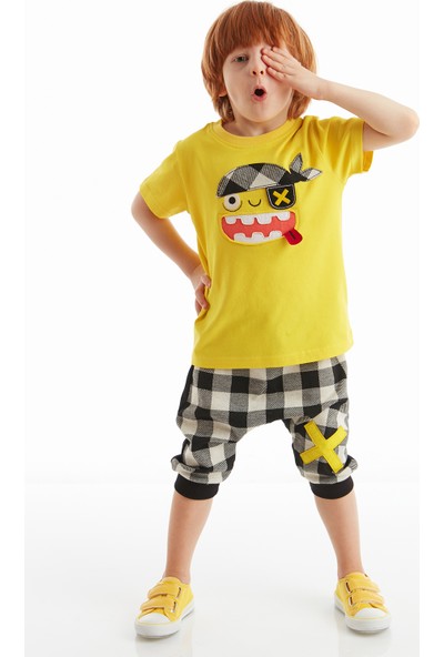 Denokids Pirate Ekose Erkek Çocuk Kapri Takım