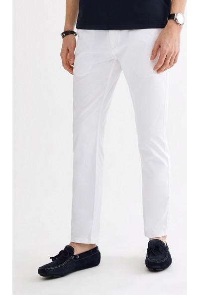 Avva Erkek Beyaz Yandan Cepli Armürlü Slim Fit Pantolon A01Y3038
