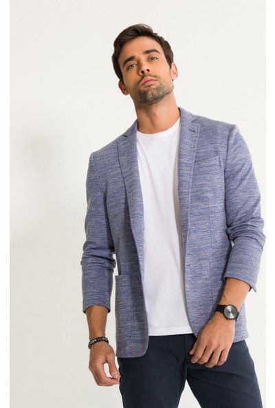 Avva Erkek Mavi Mono Yaka Melanjlı Slim Fit Torba Cepli Ceket A01Y4015 Avva Erkek Mavi Mono Yaka Melanjlı Slim Fit Torba Cepli Ceket A01Y4015