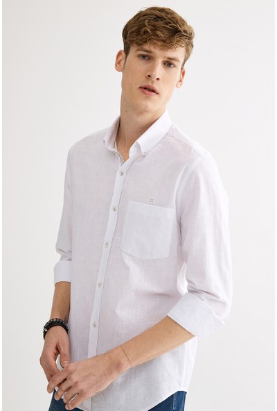 Avva Erkek Beyaz Armürlü Düğmeli Yaka Cepli Slim Fit Gömlek A01Y2015 Avva Erkek Beyaz Armürlü Düğmeli Yaka Cepli Slim Fit Gömlek A01Y2015