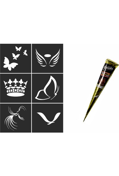 Henna Dibace Kına Kalıbı Geçici Dövme ve Golecha Hint Kınası Henna Dibace Kına Kalıbı Geçici Dövme ve Golecha Hint Kınası