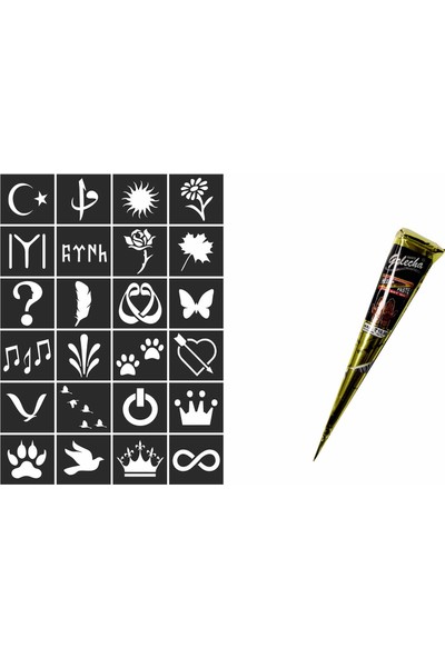 Henna Dibace Kına Kalıbı Geçici Dövme ve Golecha Hint Kınası Henna Dibace Kına Kalıbı Geçici Dövme ve Golecha Hint Kınası