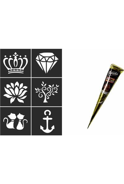 Henna Dibace Kına Kalıbı Geçici Dövme ve Golecha Hint Kınası Henna Dibace Kına Kalıbı Geçici Dövme ve Golecha Hint Kınası
