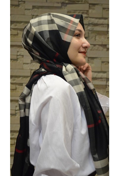 İpekseli Ekose Desenli %20 İpek Şal 7160