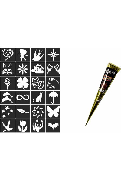 Henna Dibace Kına Kalıbı Geçici Dövme ve Golecha Hint Kınası Henna Dibace Kına Kalıbı Geçici Dövme ve Golecha Hint Kınası