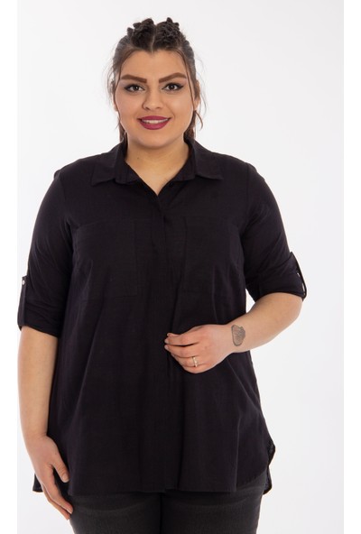 Hanezza Kadın Cep Detaylı Gömlek