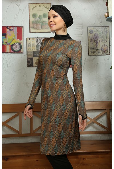 Emayo Likralı Tam Kapalı Tesettür Mayo Hatice Kahverengi Emayo Likralı Tam Kapalı Tesettür Mayo Hatice Kahverengi