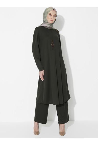 Ecesun Kadın Kolyeli Tunik Pantolon Ikili Takım Haki Ecesun Kadın Kolyeli Tunik Pantolon Ikili Takım Haki