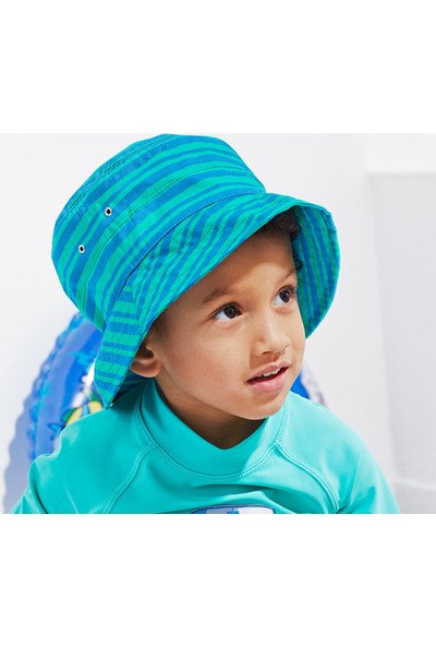 Tchibo Mavi Turkuaz Çizgili Organik Pamuklu Şapka