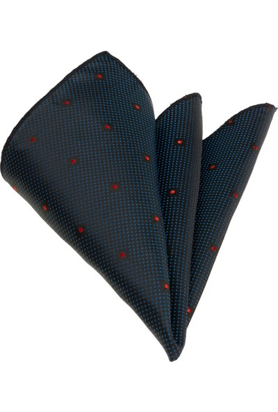 Exve Exclusive Lacivert Kırmızı Kareli Cep Yaka Mendili