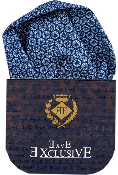 Exve Exclusive Mavi Baskılı Katlanmış Kullanıma Hazır Cep Mendili