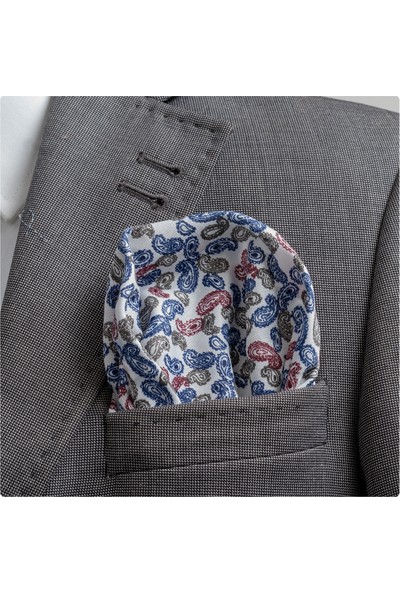 Exve Exclusive Mavi Şal Desen Yaka Mendili Exve Exclusive Mavi Şal Desen Yaka Mendili