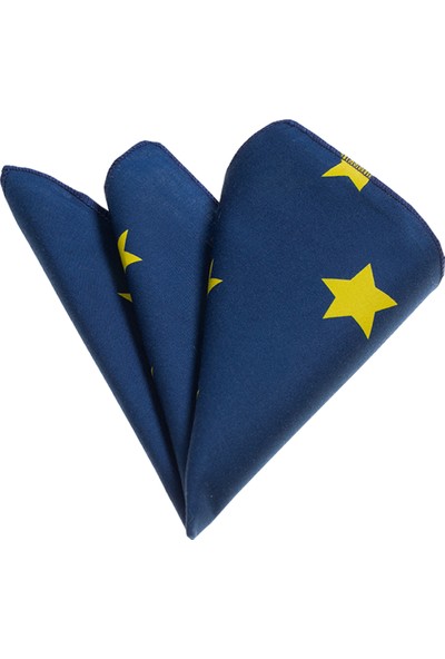 Exve Exclusive Sarı Lacivert Yıldızlı Yaka Mendili